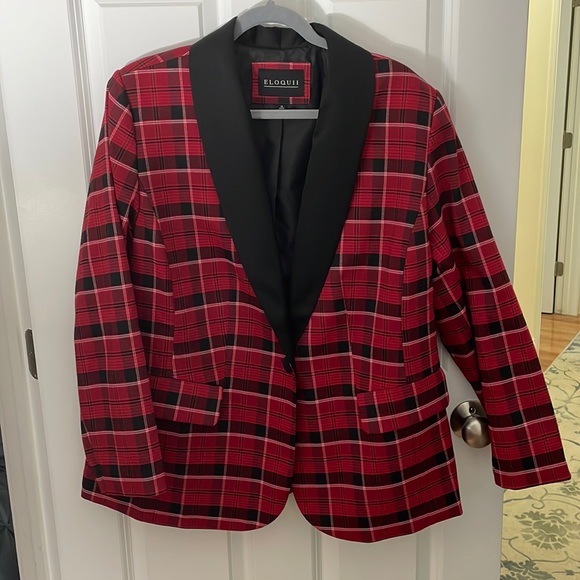 Eloquii | Jackets & Coats | Red Plaid Blazer | Poshmark